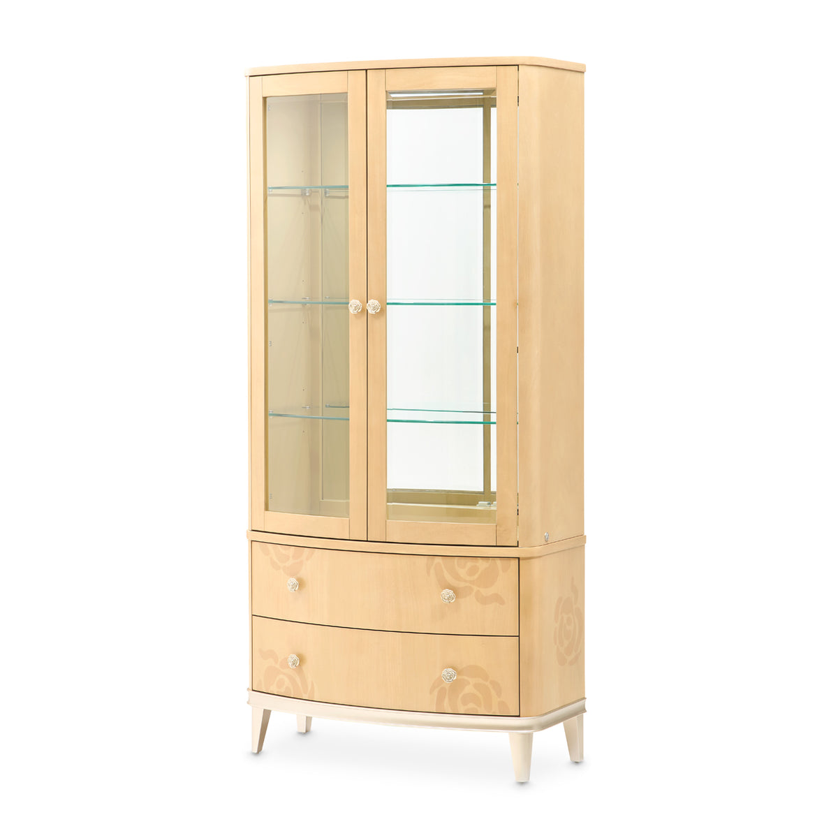 Michael Amini Camellia Field Caramel Display Cabinet — Grayson Luxury