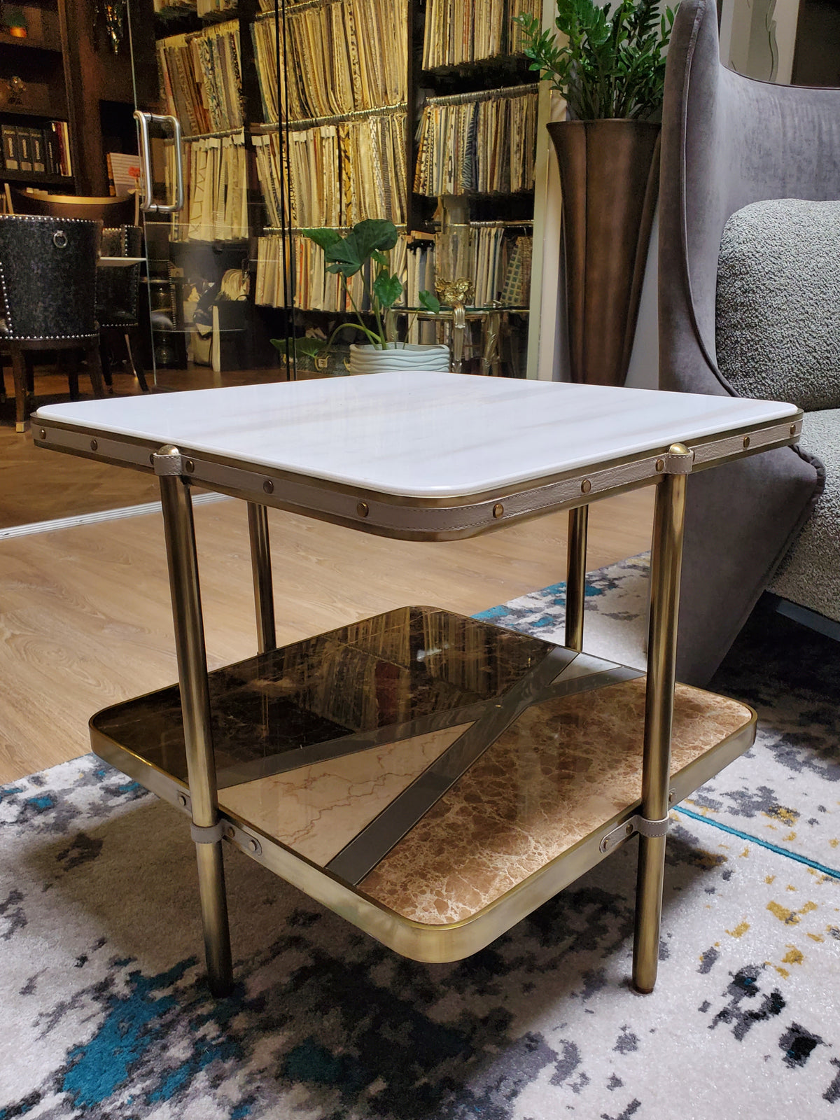 Theodore Alexander TA Iconic Two Tiered Side Table Floor Sample — Grayson Luxury
