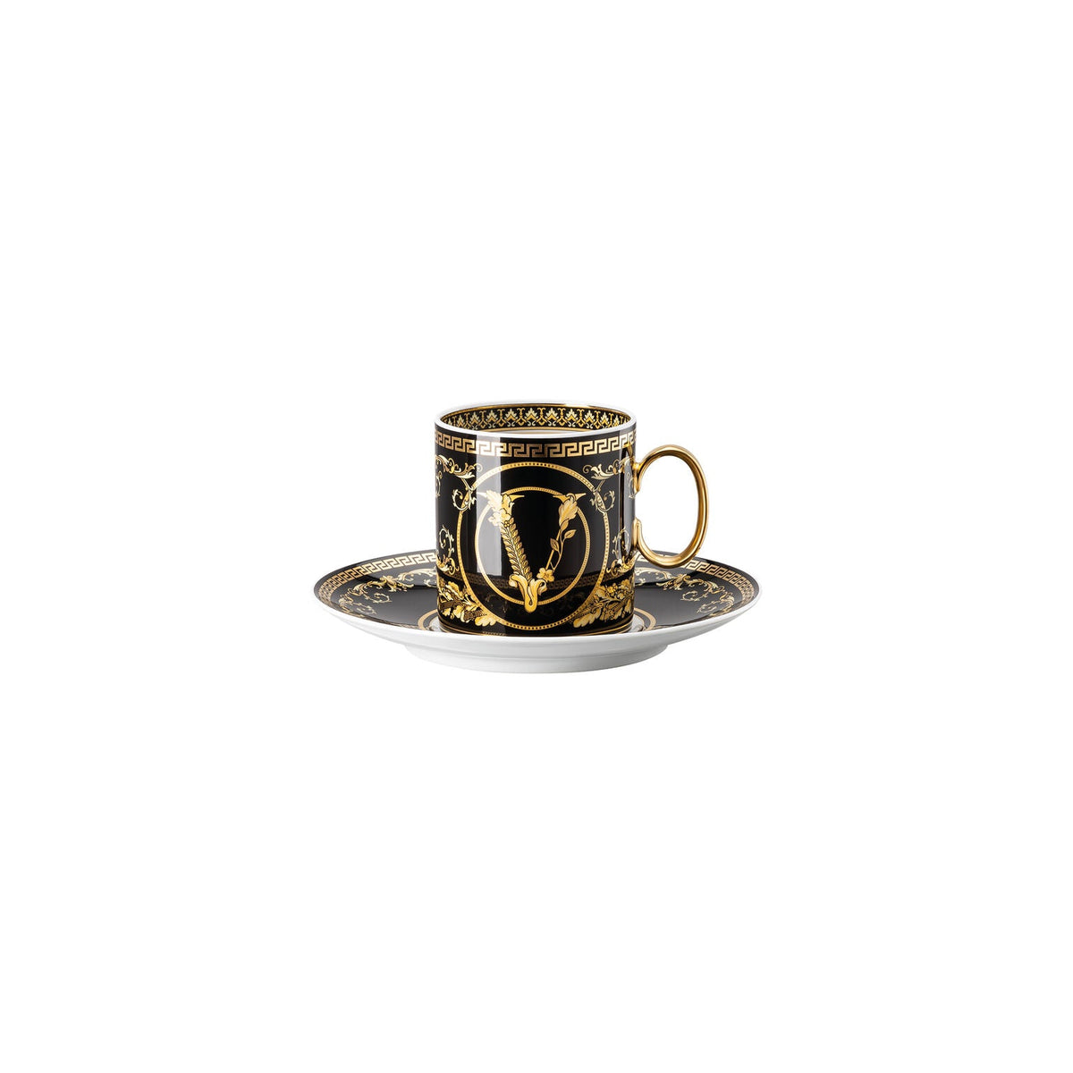 Versace Virtus Gala Coffee Cup & Saucer in Black — Grayson Luxury